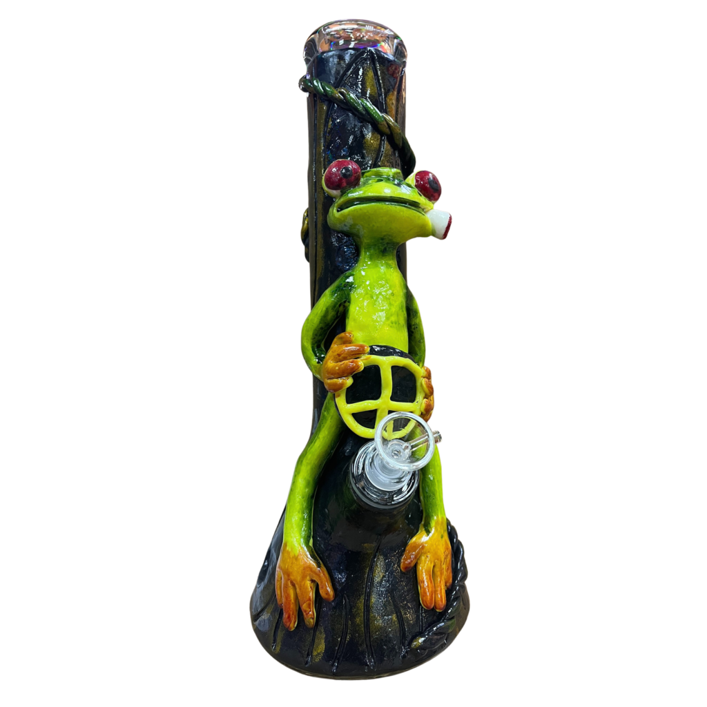 3D Frog Pattern Thick Glass Bong
